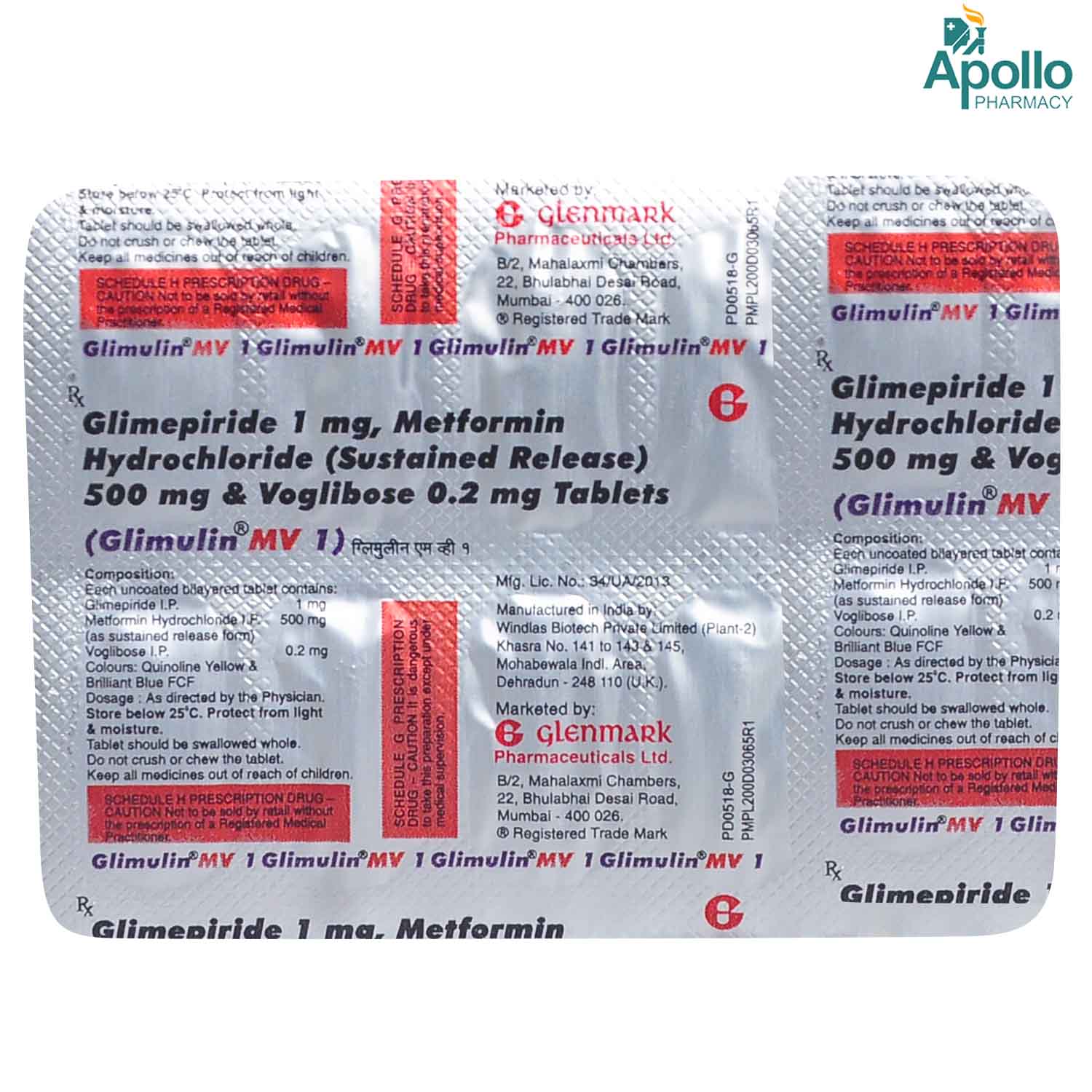 GLIMULIN MV 1MG TABLET 10'S Price, Uses, Side Effects, Composition ...