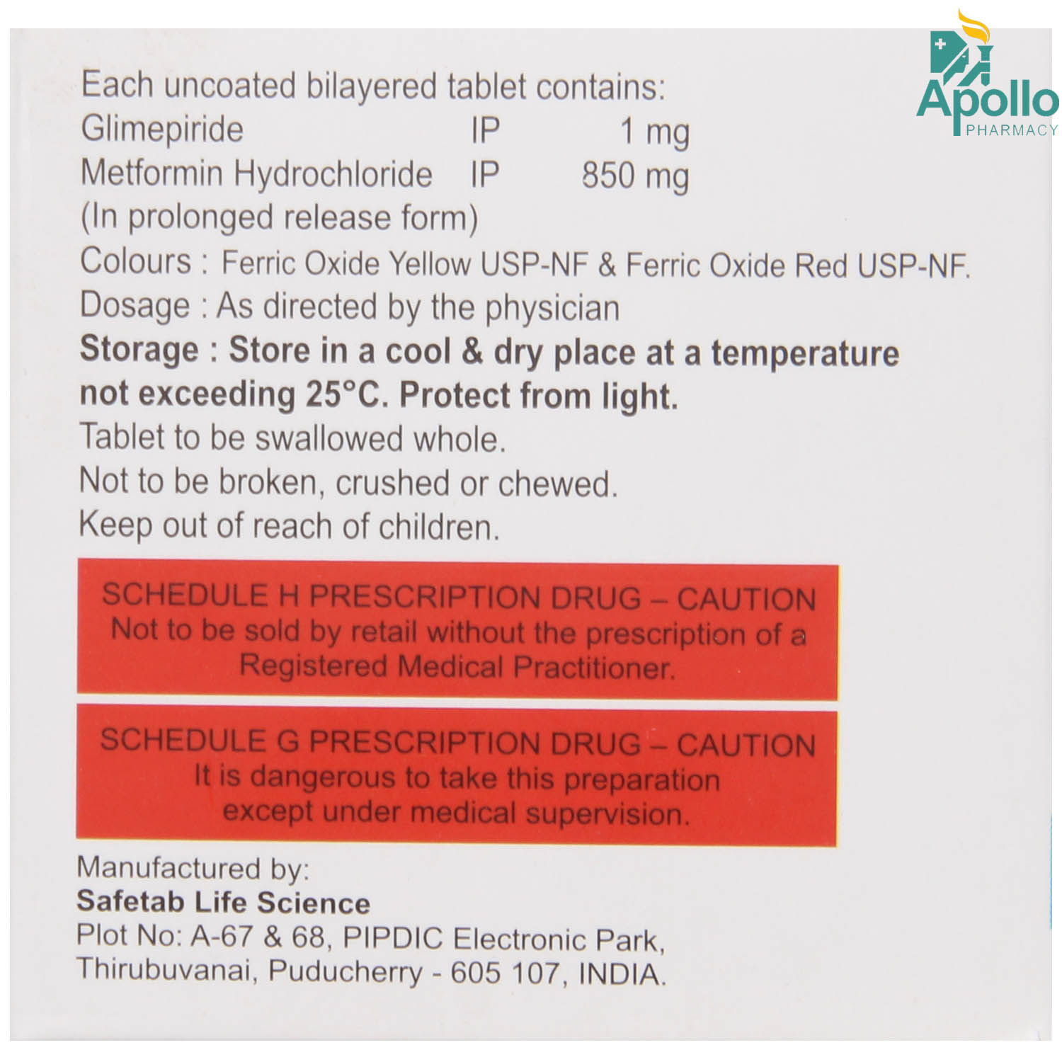 Glitaray M-1mg Plus Tablet 15's Price, Uses, Side Effects, Composition ...