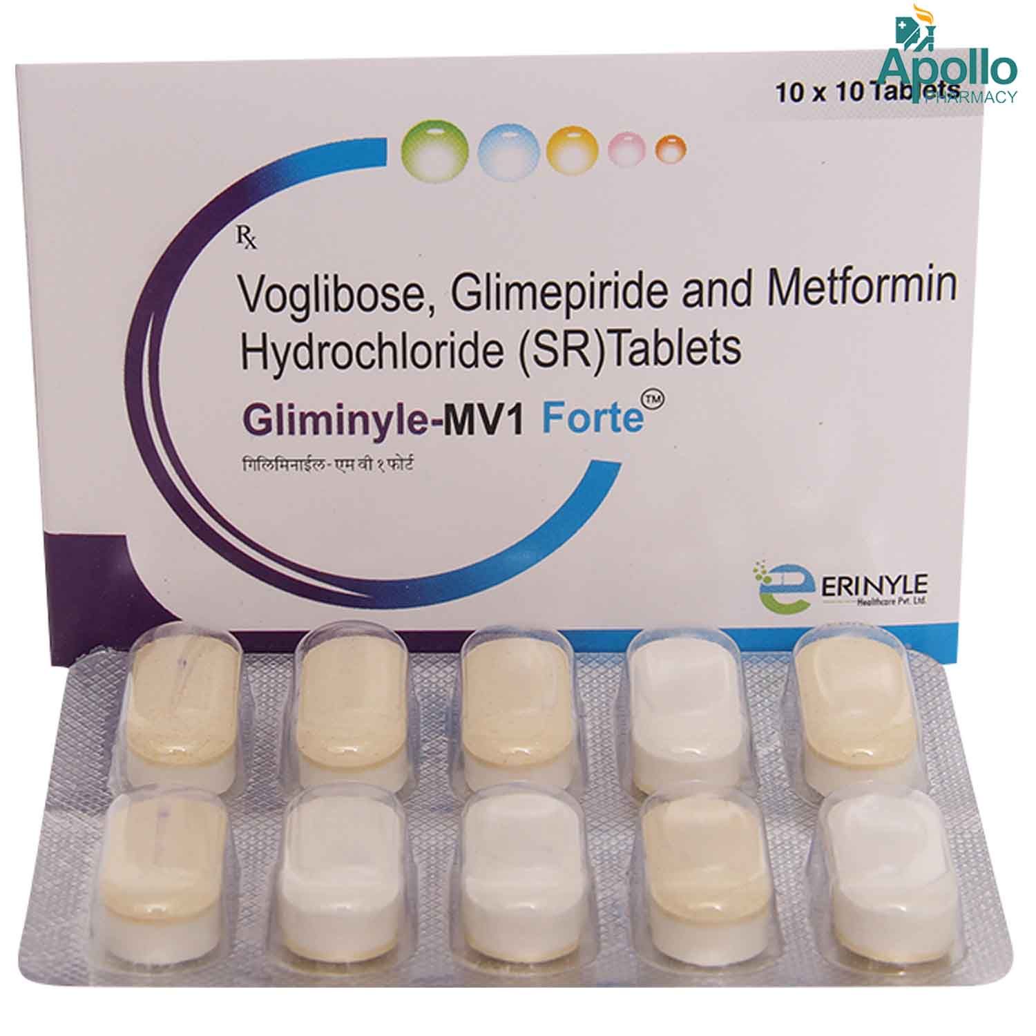 GLIMINYLE MV 1MG FORTE TABLET 10'S Price, Uses, Side Effects ...