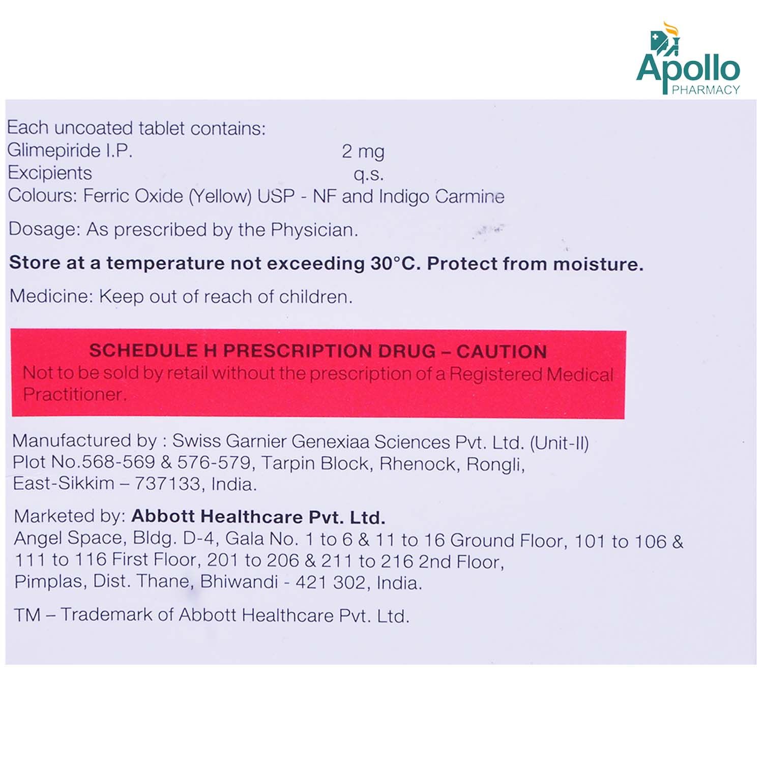 Glimer 2Mg Tablet 15'S Price, Uses, Side Effects, Composition - Apollo ...