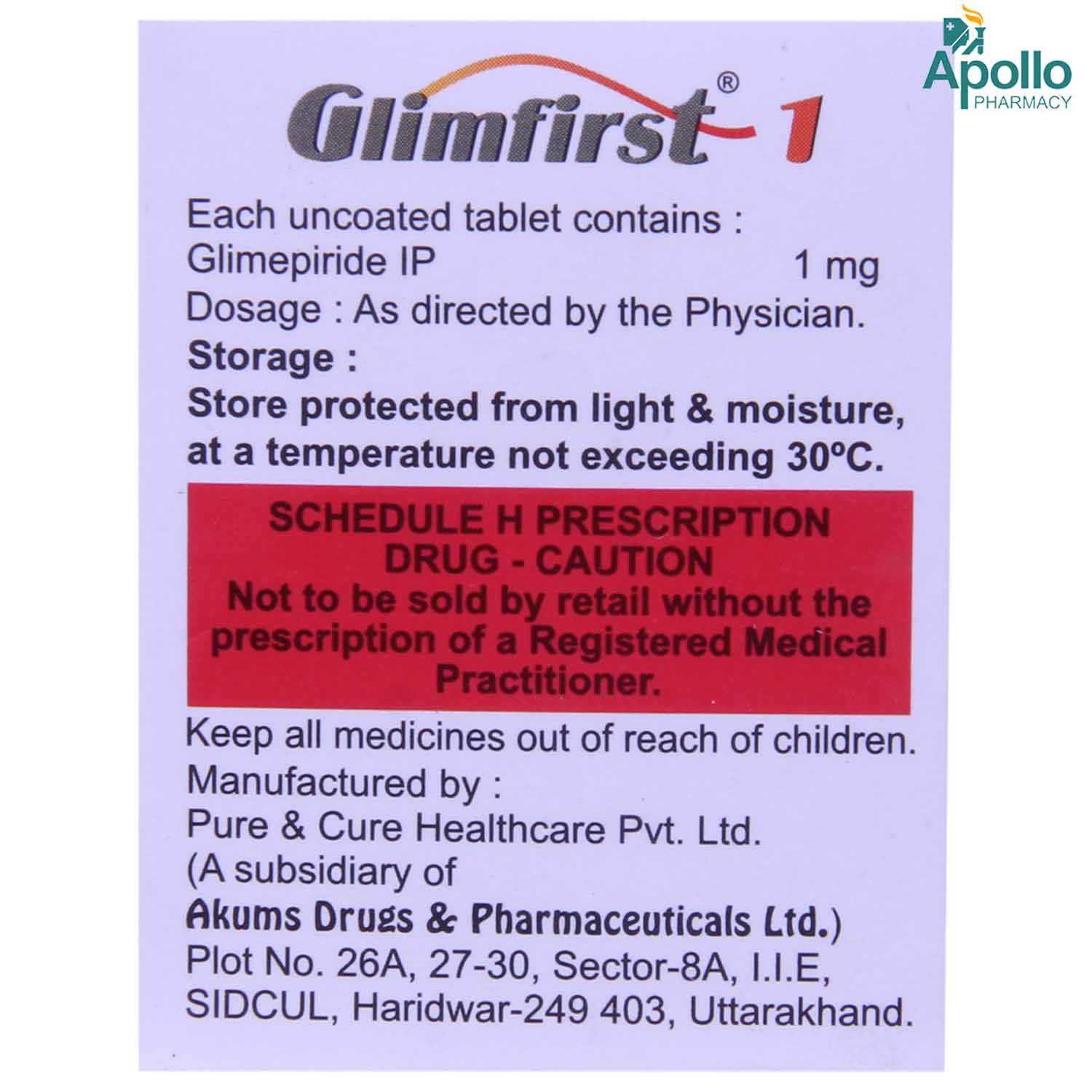Glimfirst 1Mg Tablet 15'S Price, Uses, Side Effects, Composition ...