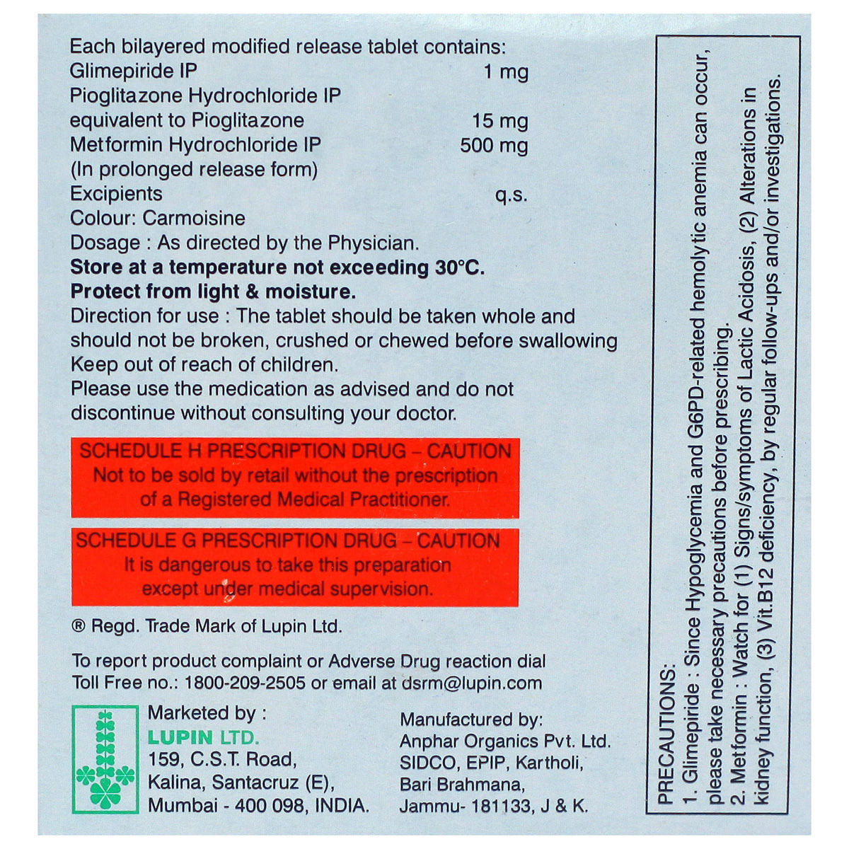 Gluconorm PG 1 Tablet 15's Price, Uses, Side Effects, Composition ...