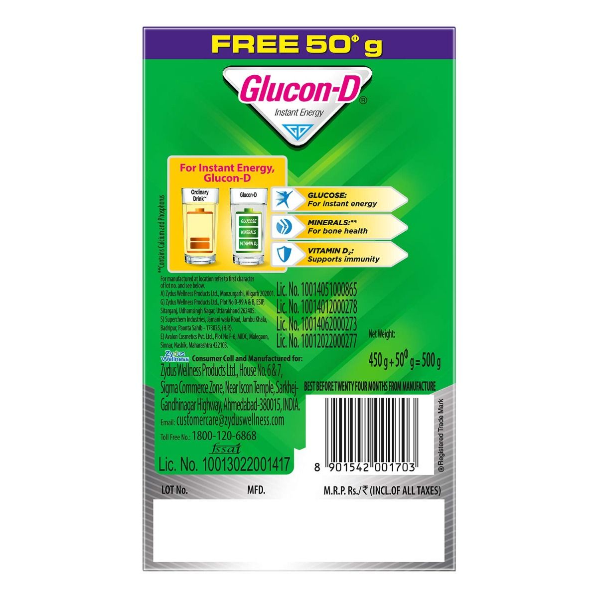 Glucon-D Original Instant Energy Drink Powder, 500 gm Refill Pack Price ...