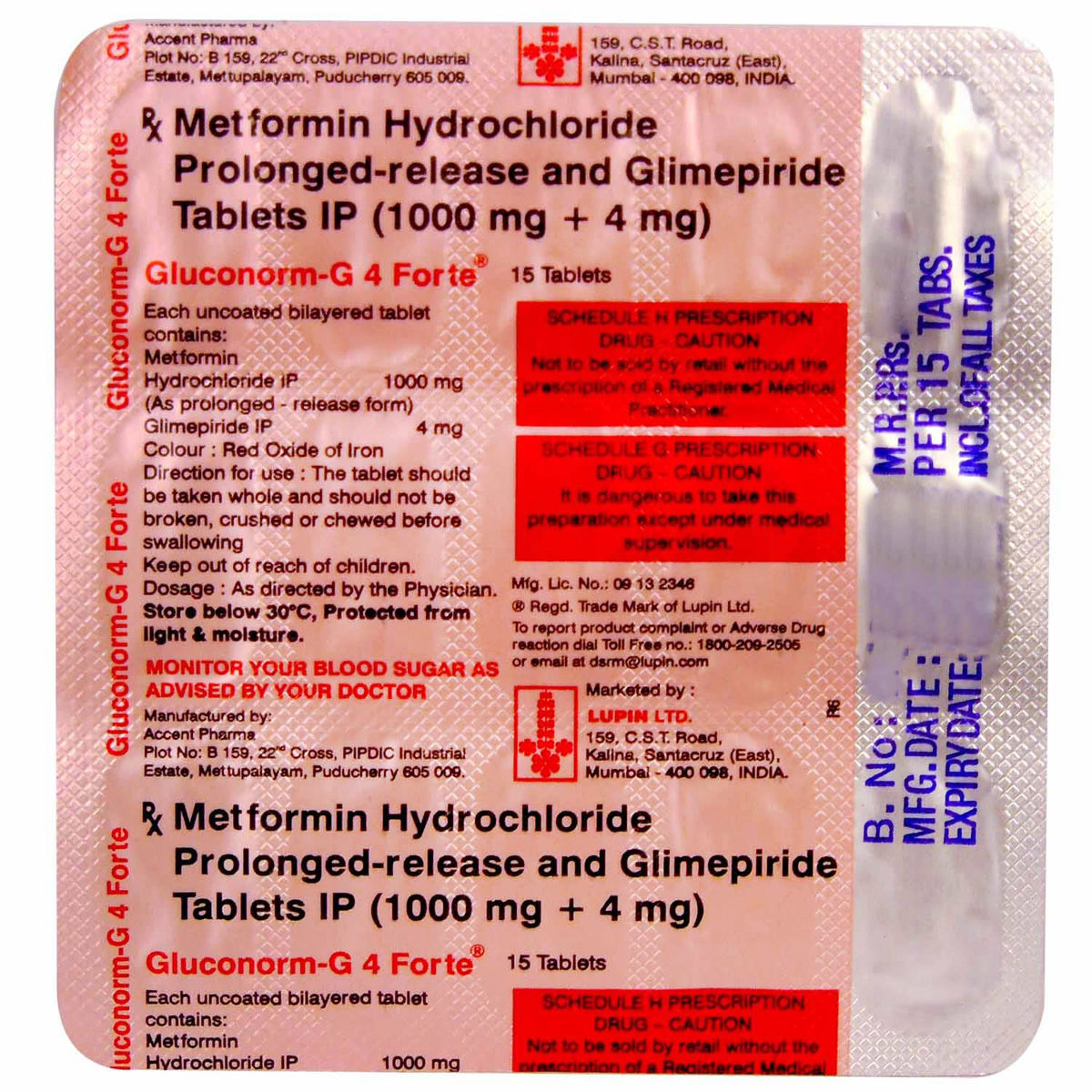 Gluconorm G 4 Forte Tablet 15's Price, Uses, Side Effects, Composition ...
