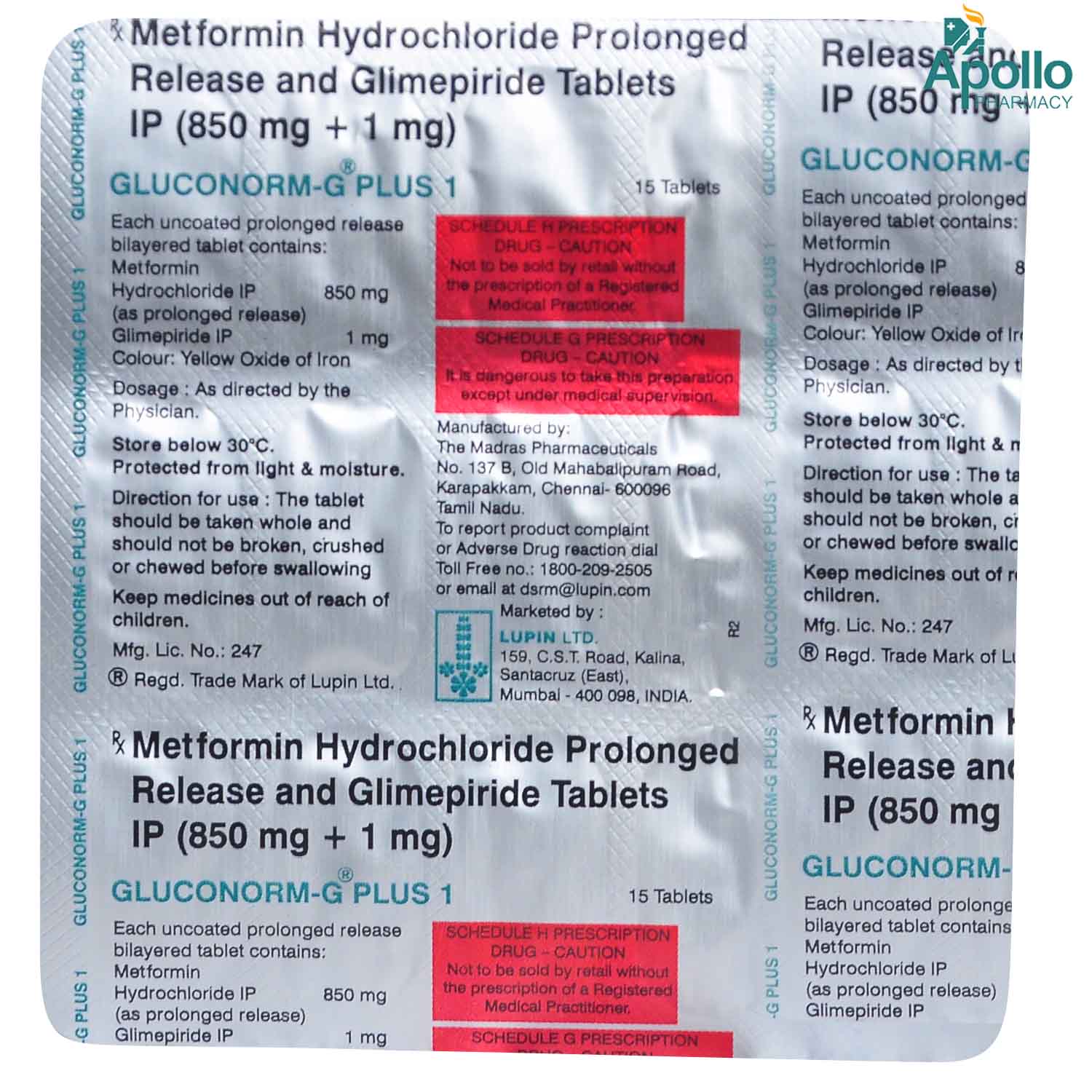 Gluconorm G Plus 1 Tablet 15's Price, Uses, Side Effects, Composition ...
