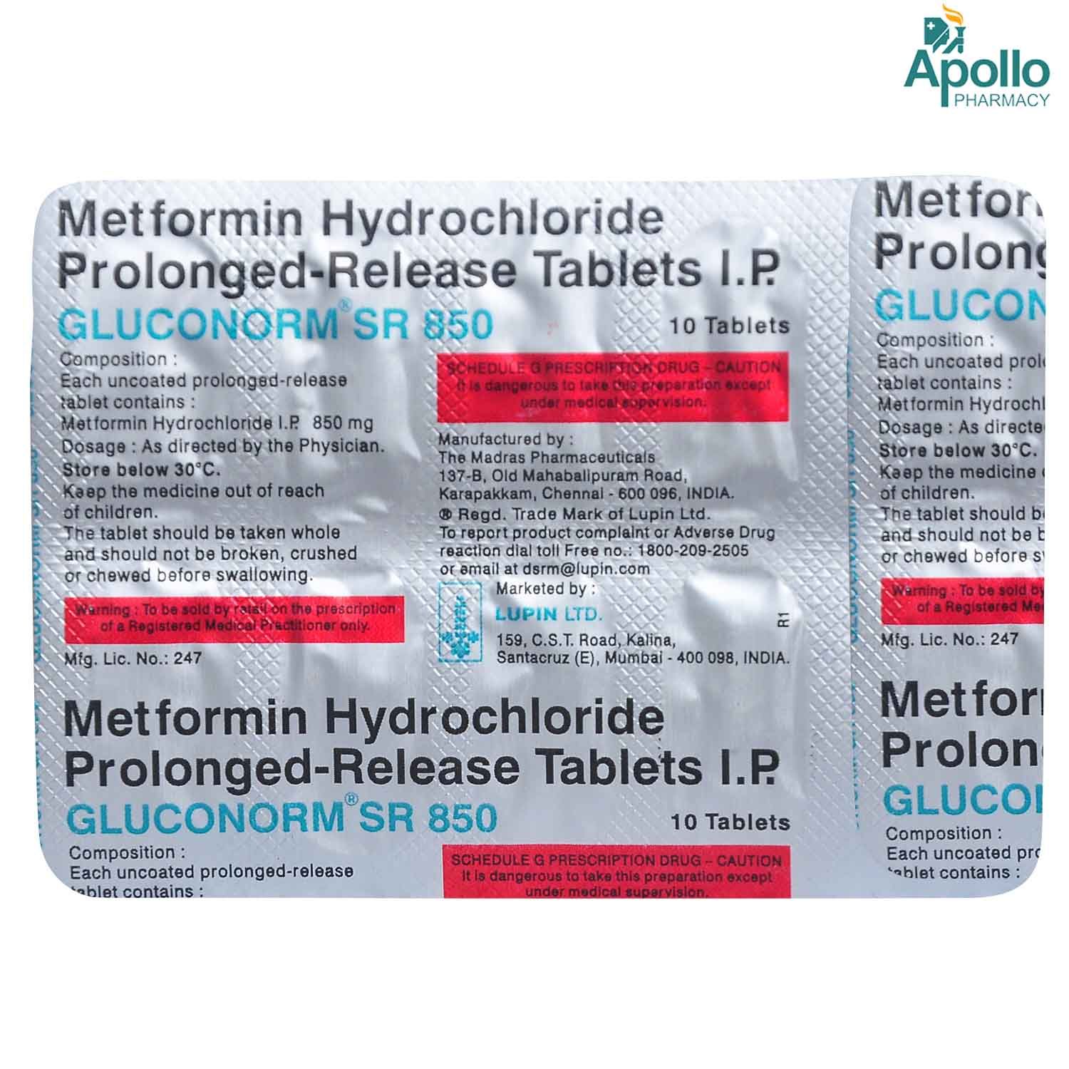 Gluconorm SR 850 Tablet 10's Price, Uses, Side Effects, Composition ...