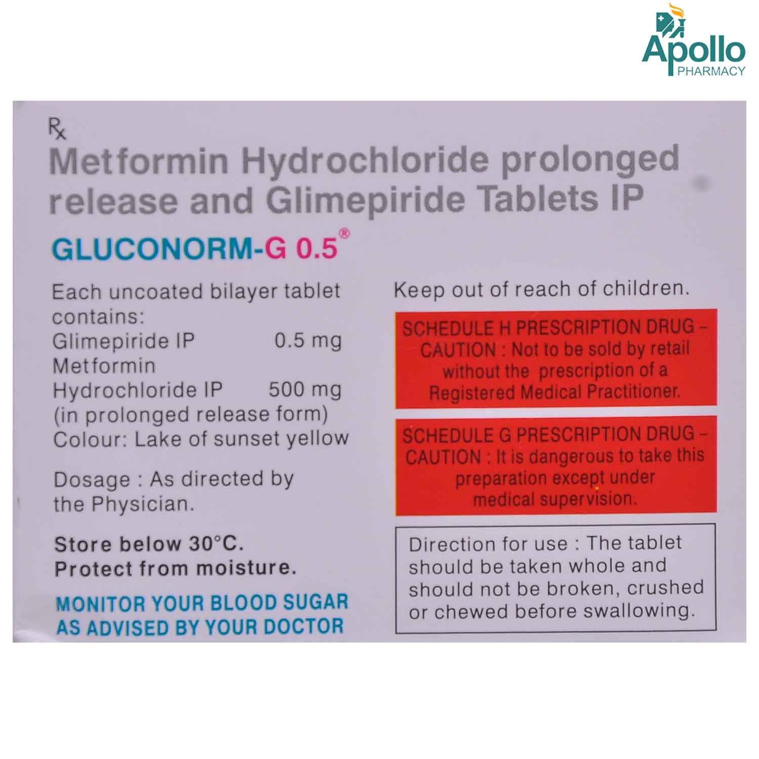 Gluconorm-G 0.5 Tablet 10's Price, Uses, Side Effects, Composition ...