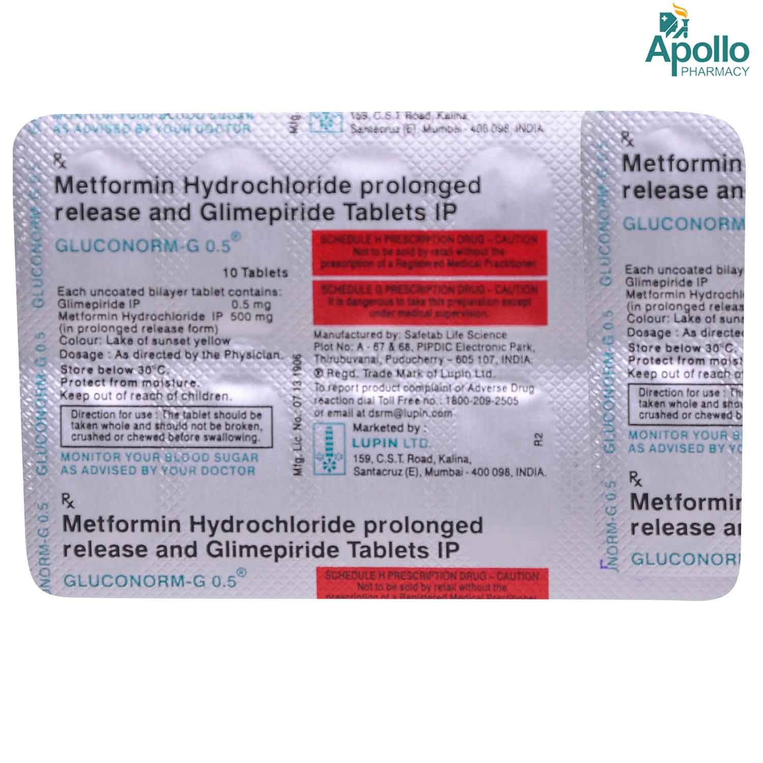 Gluconorm-G 0.5 Tablet 10's Price, Uses, Side Effects, Composition ...