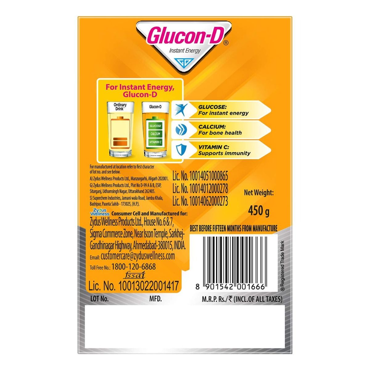 Glucon-D Instant Energy Drink Mango Punch Flavour Powder, 450 gm Refill ...