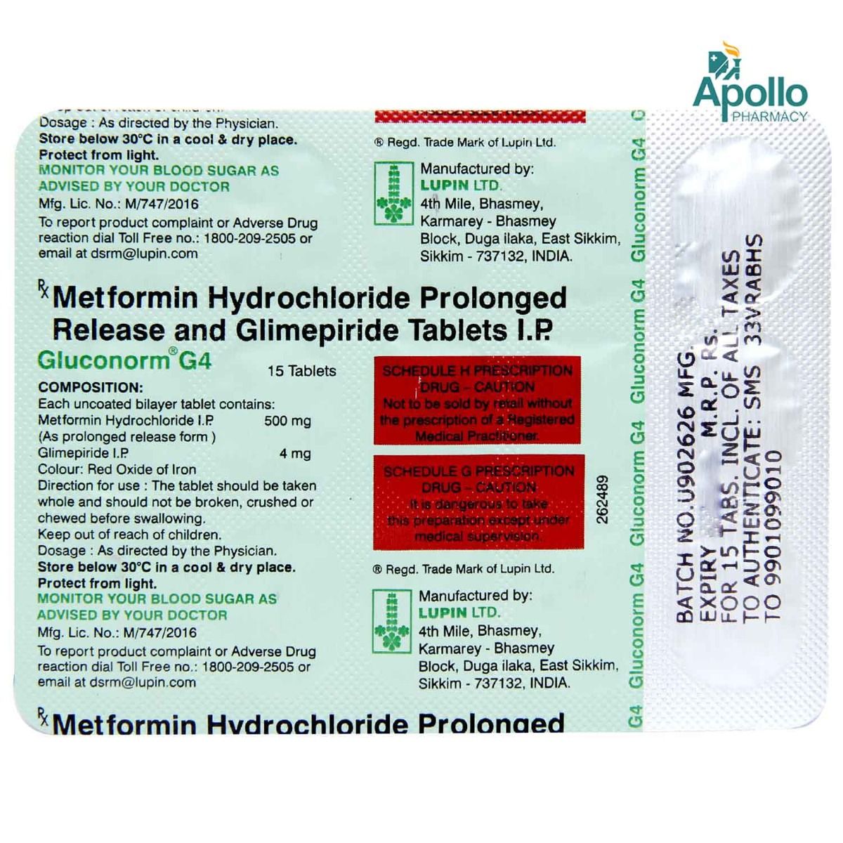 Gluconorm G 4 Tablet 15's Price, Uses, Side Effects, Composition ...