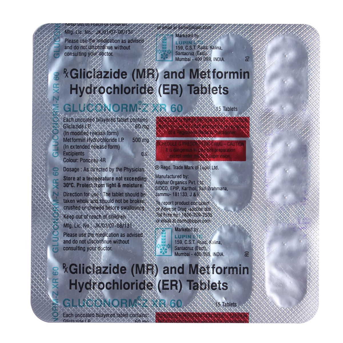 Gluconorm-Z XR 60 Tablet 15's Price, Uses, Side Effects, Composition ...