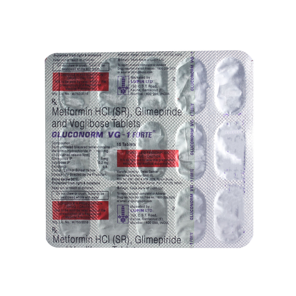 Gluconorm Vg-1 Forte Tablet 15's Price, Uses, Side Effects, Composition ...