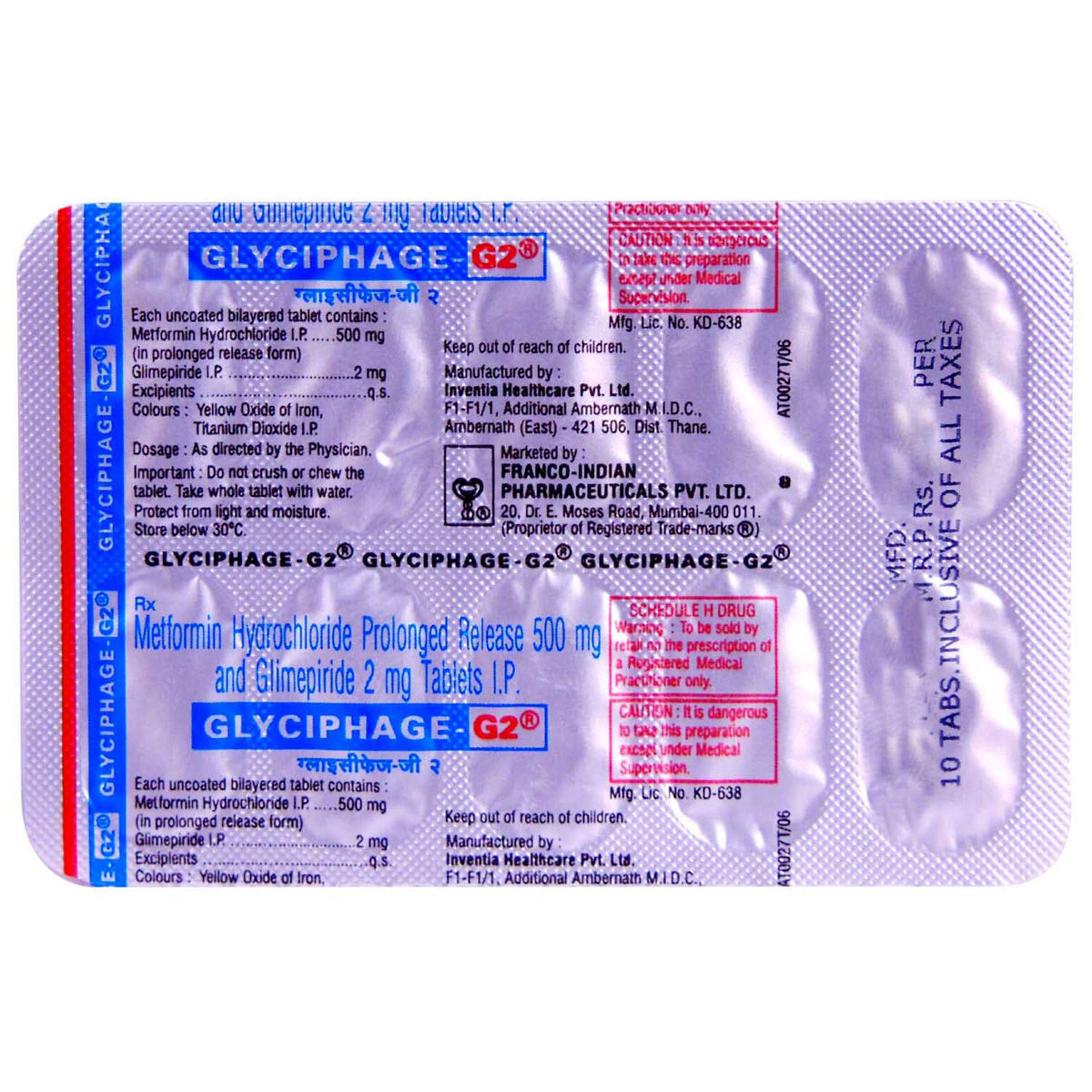 Glyciphage-G 2 Tablet 10's Price, Uses, Side Effects, Composition ...