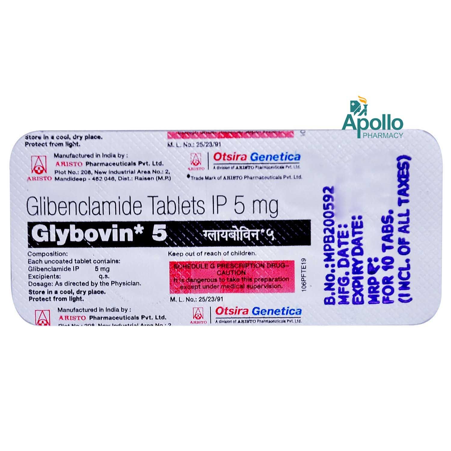 GLYBOVIN 5MG TABLET Price, Uses, Side Effects, Composition - Apollo ...