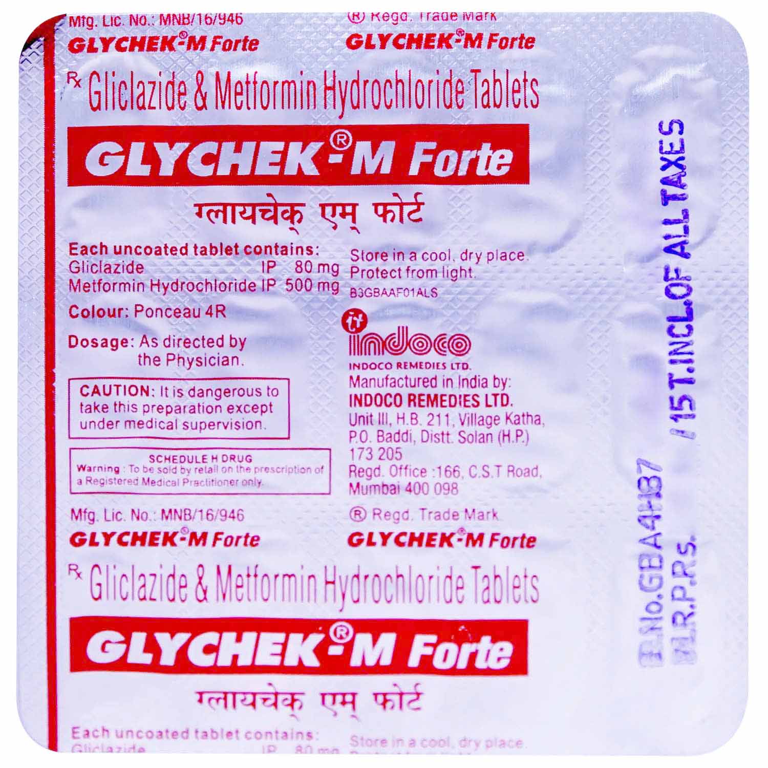 Glychek M Forte Tablet 15's Price, Uses, Side Effects, Composition ...