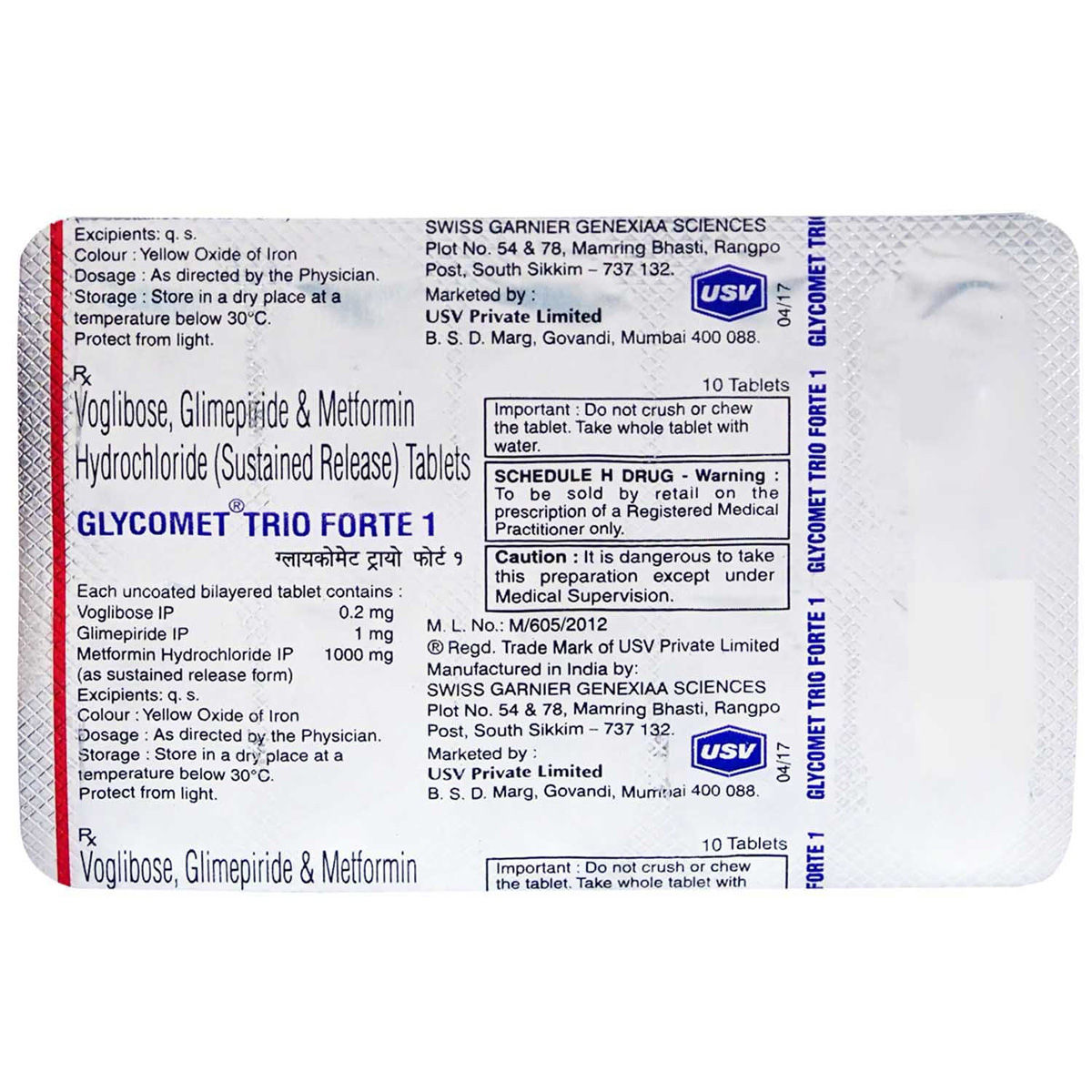 Glycomet Trio Forte 1 Tablet 10's Price, Uses, Side Effects ...