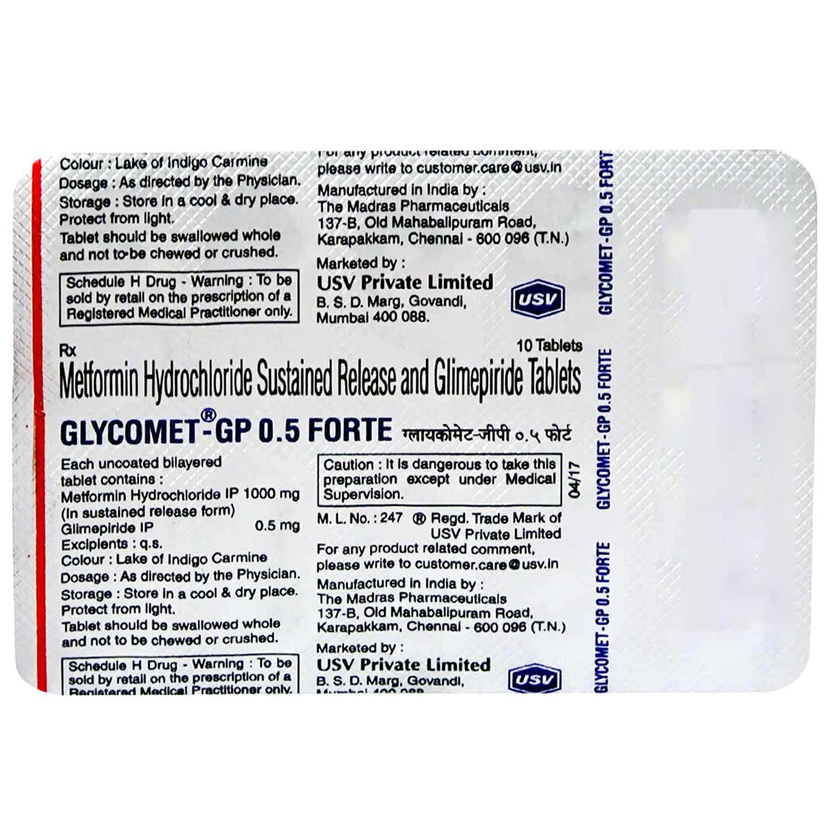 Glycomet-GP 0.5 Forte Tablet 10's Price, Uses, Side Effects, Composition - Apollo Pharmacy