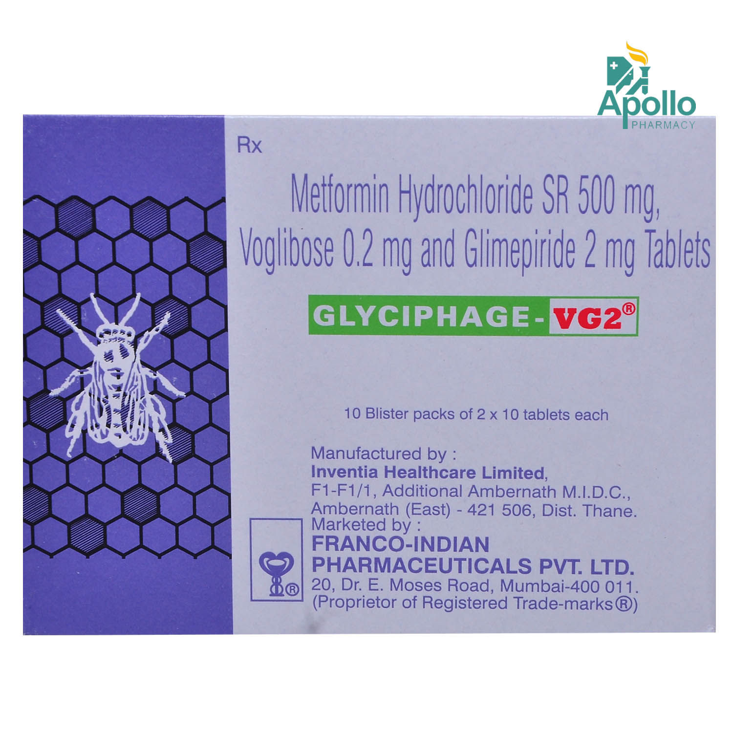 Glyciphage VG2 Tablet 10's Price, Uses, Side Effects, Composition - Apollo Pharmacy