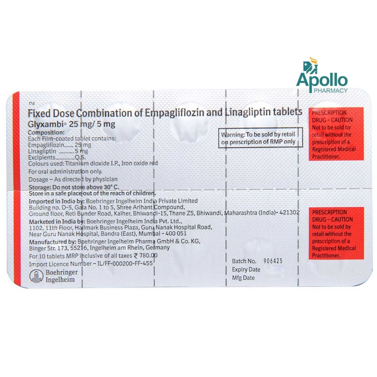 Glyxambi 25 mg/5 mg Tablet 10's Price, Uses, Side Effects, Composition ...