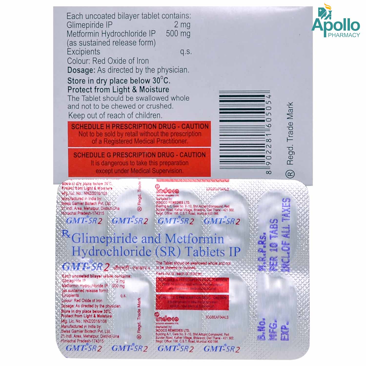 GMT SR 2MG TABLET Price, Uses, Side Effects, Composition - Apollo Pharmacy