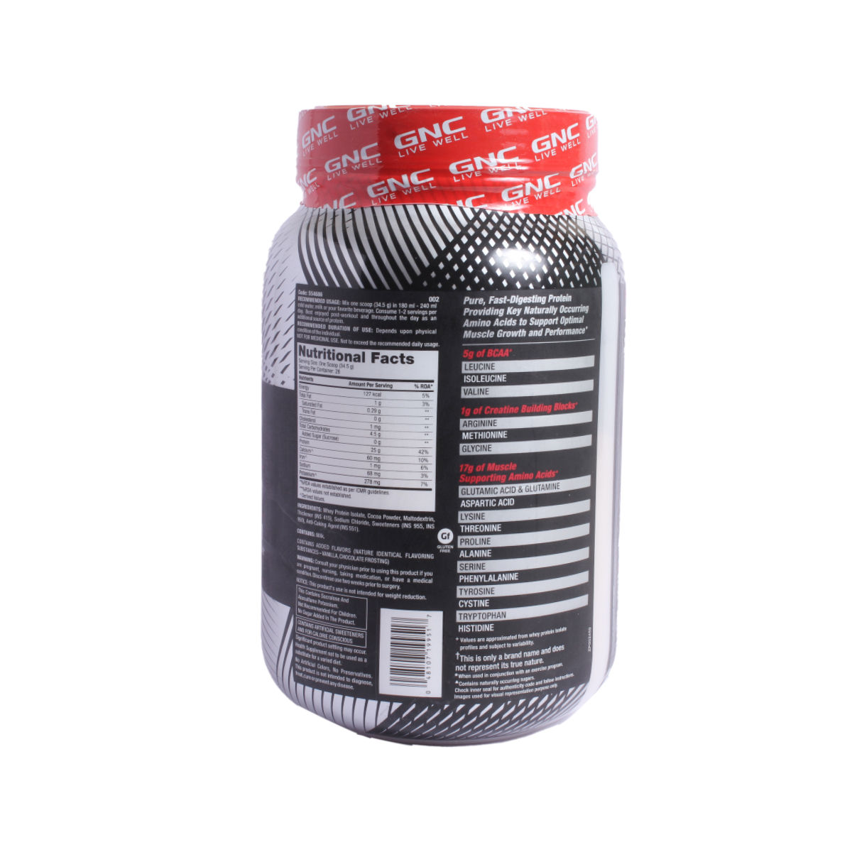 GNC AMP Pure Isolate Whey Protein Chocolate Frosting Flavoured Powder ...