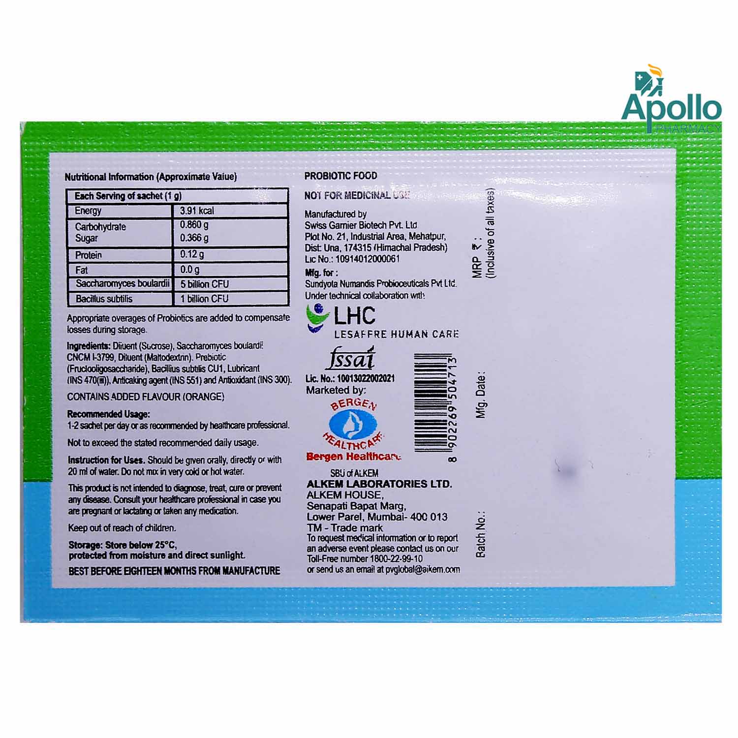 Gutgain Sachet 1 gm Price, Uses, Side Effects, Composition - Apollo ...