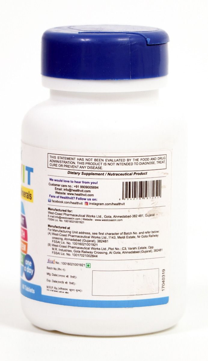 Healthvit Mulvit Multivitamins & Minerals, 60 Tablets Price, Uses, Side ...