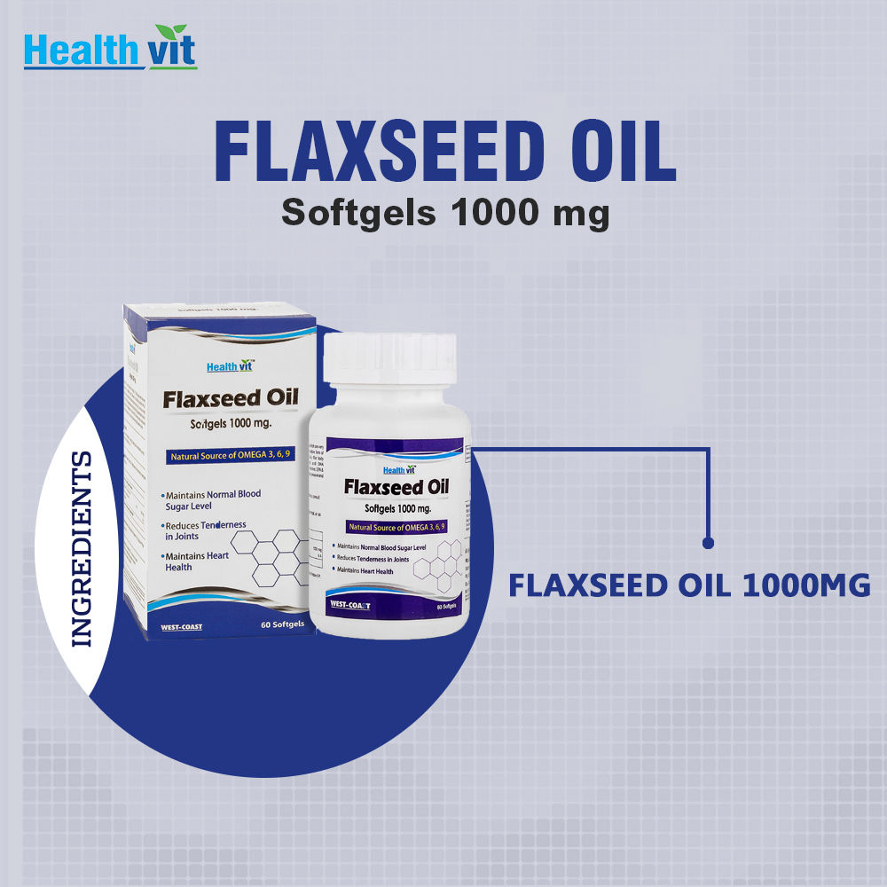 Healthvit Flaxseed Oil 1000 mg, 60 Softgels Price, Uses, Side Effects ...
