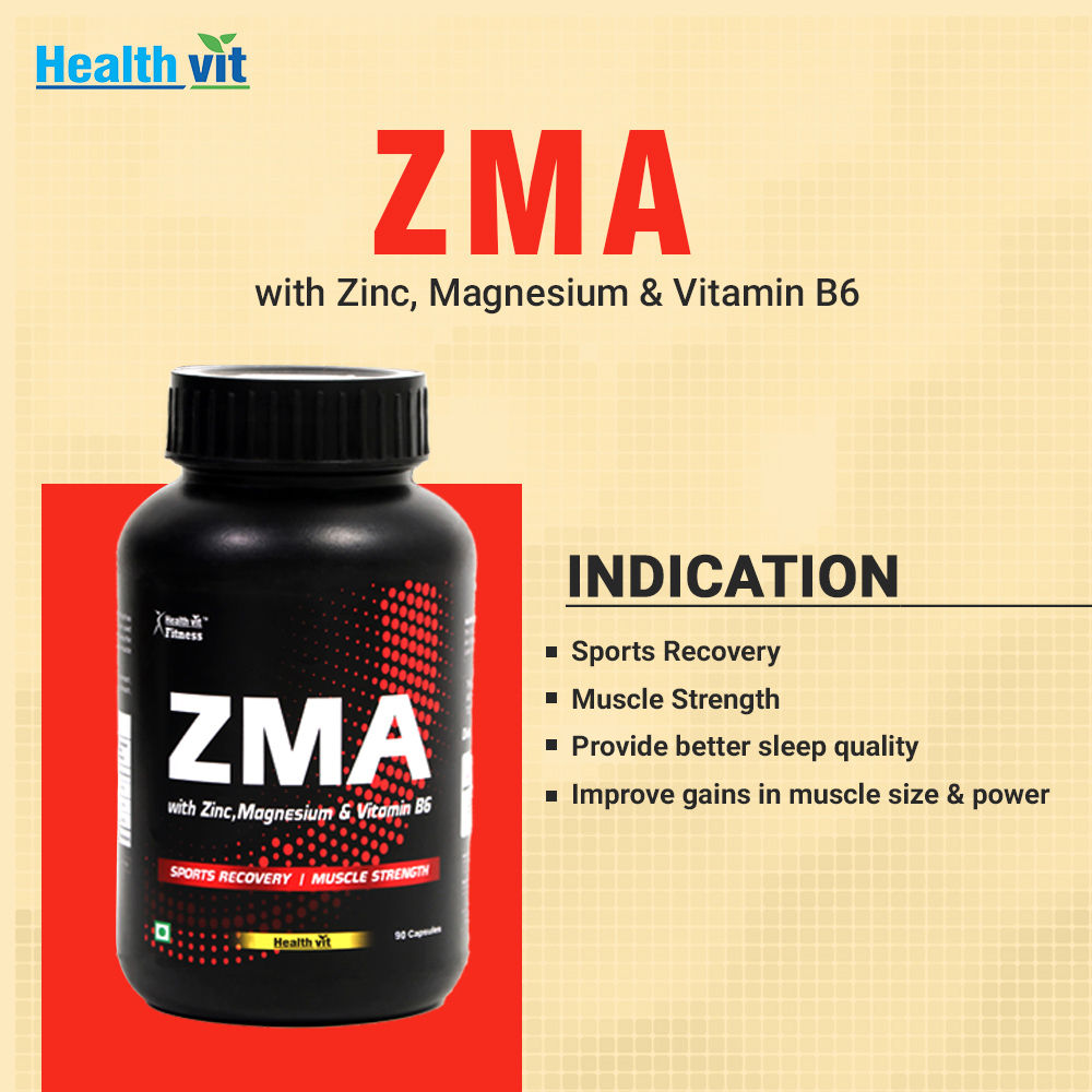 Healthvit ZMA ( Zinc, Magnesium, Vitamin B6), 90 Capsules Price, Uses ...