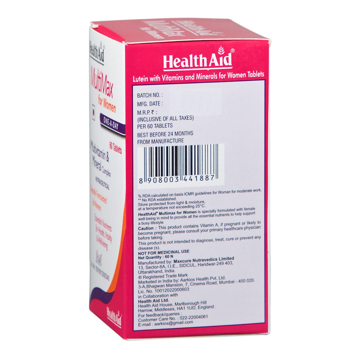 Health Aid MultiMax Multivitamin & Mineral for Women, 60 Tablets Price ...