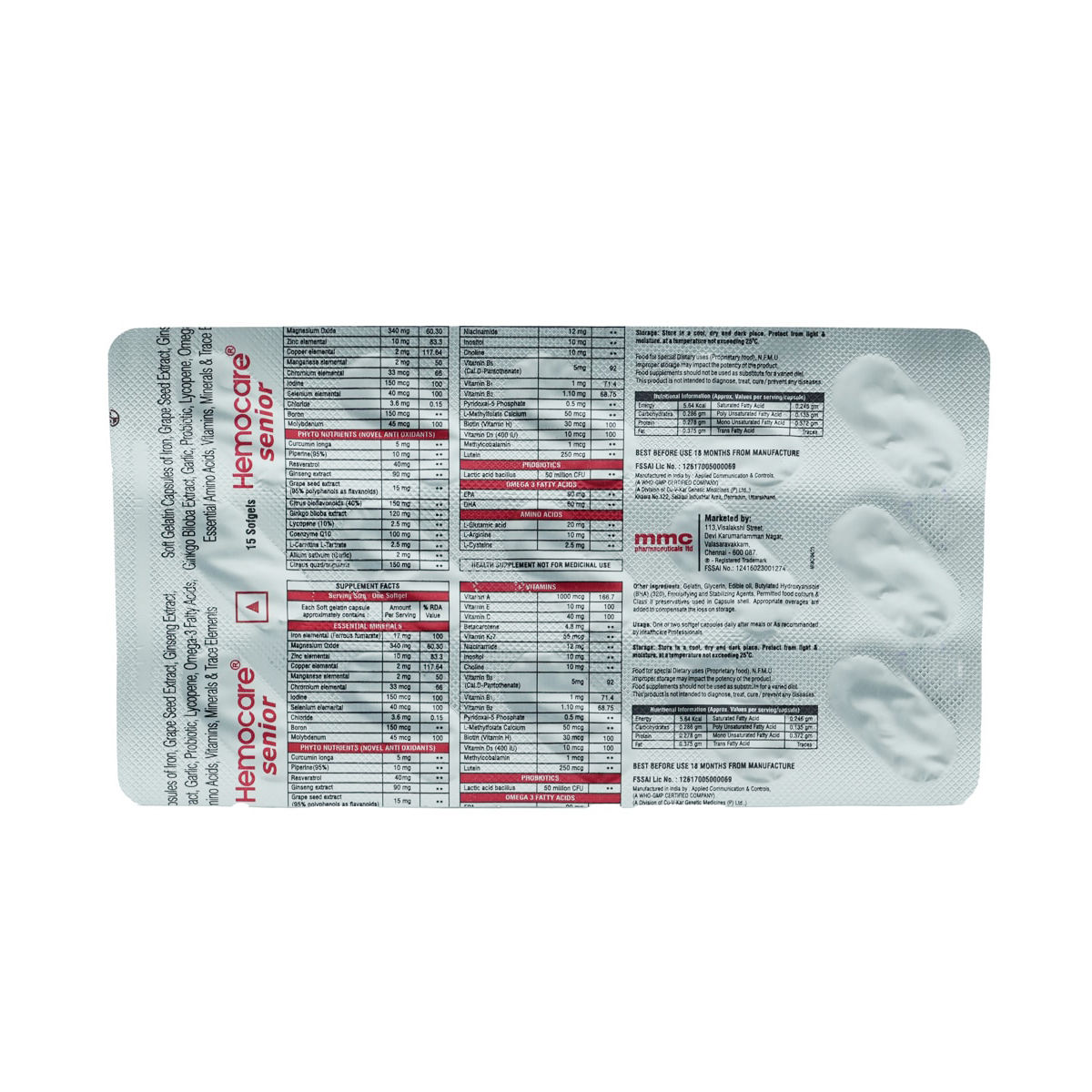 Hemocare Senior Capsule 15's Price, Uses, Side Effects, Composition - Apollo Pharmacy