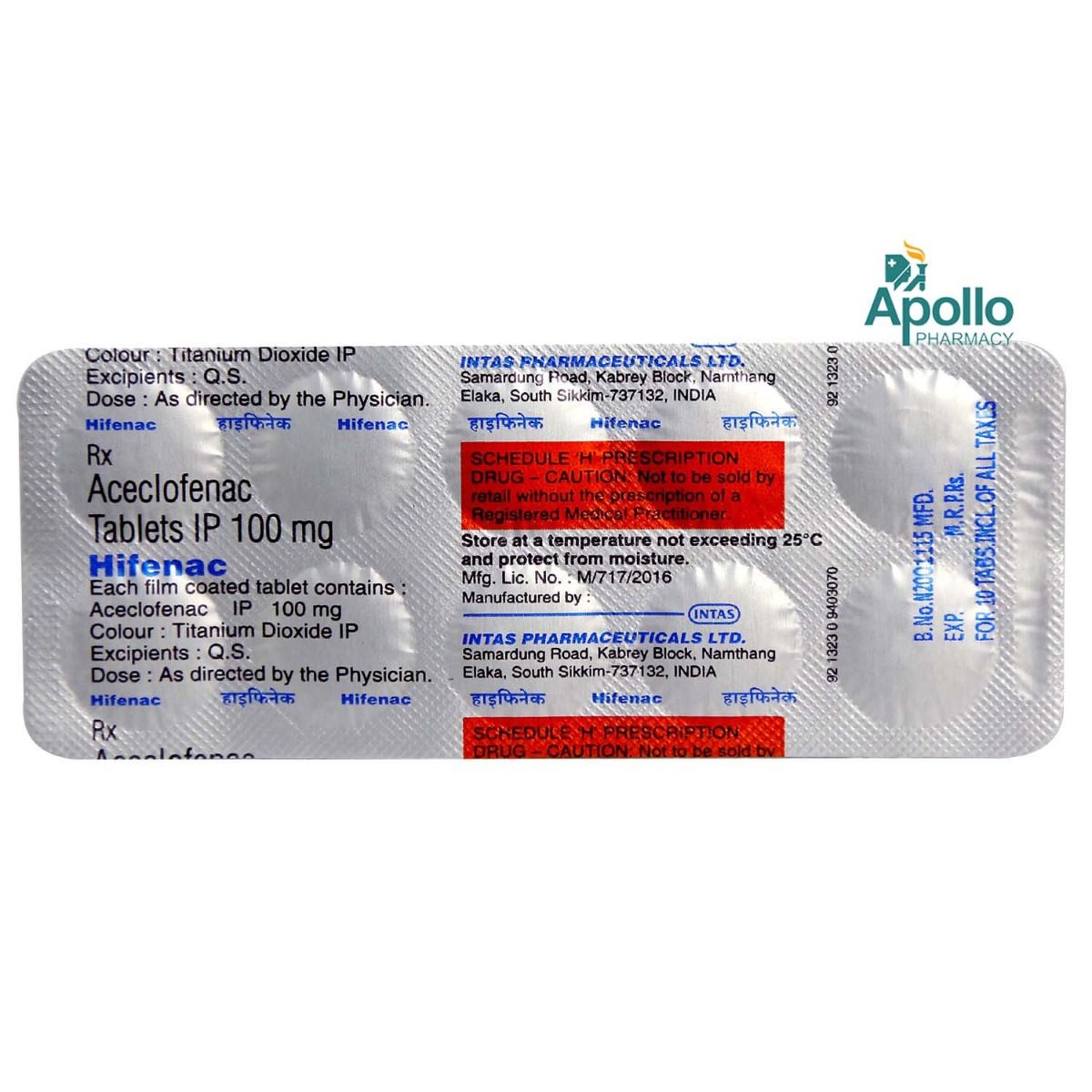 Hifenac Tablet 10's Price, Uses, Side Effects, Composition - Apollo ...