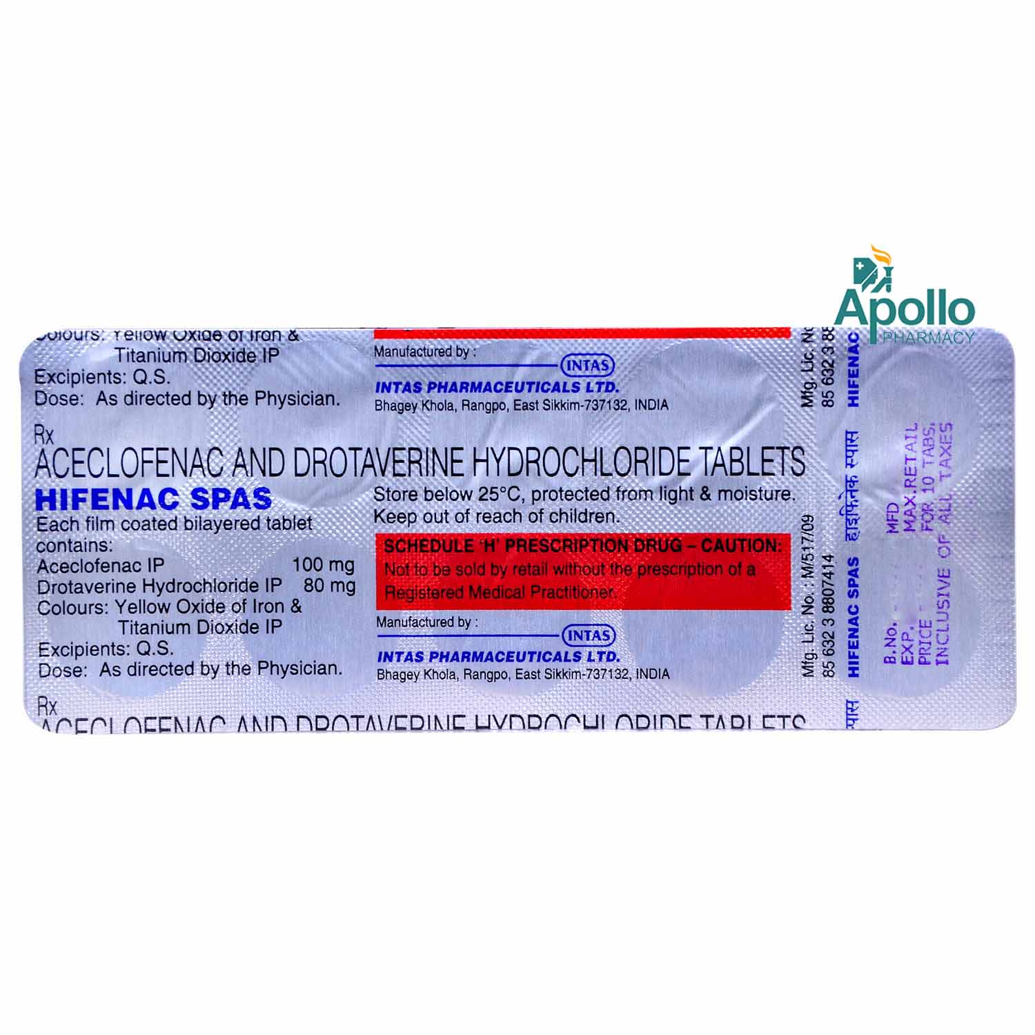 Hifenac Spas Tablet 10's Price, Uses, Side Effects, Composition ...