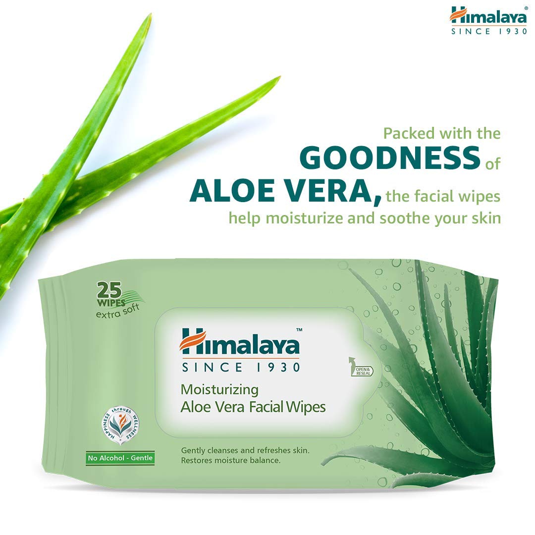 Himalaya Moisturizing Aloe Vera Facial Wipes, 25 Count Price, Uses ...