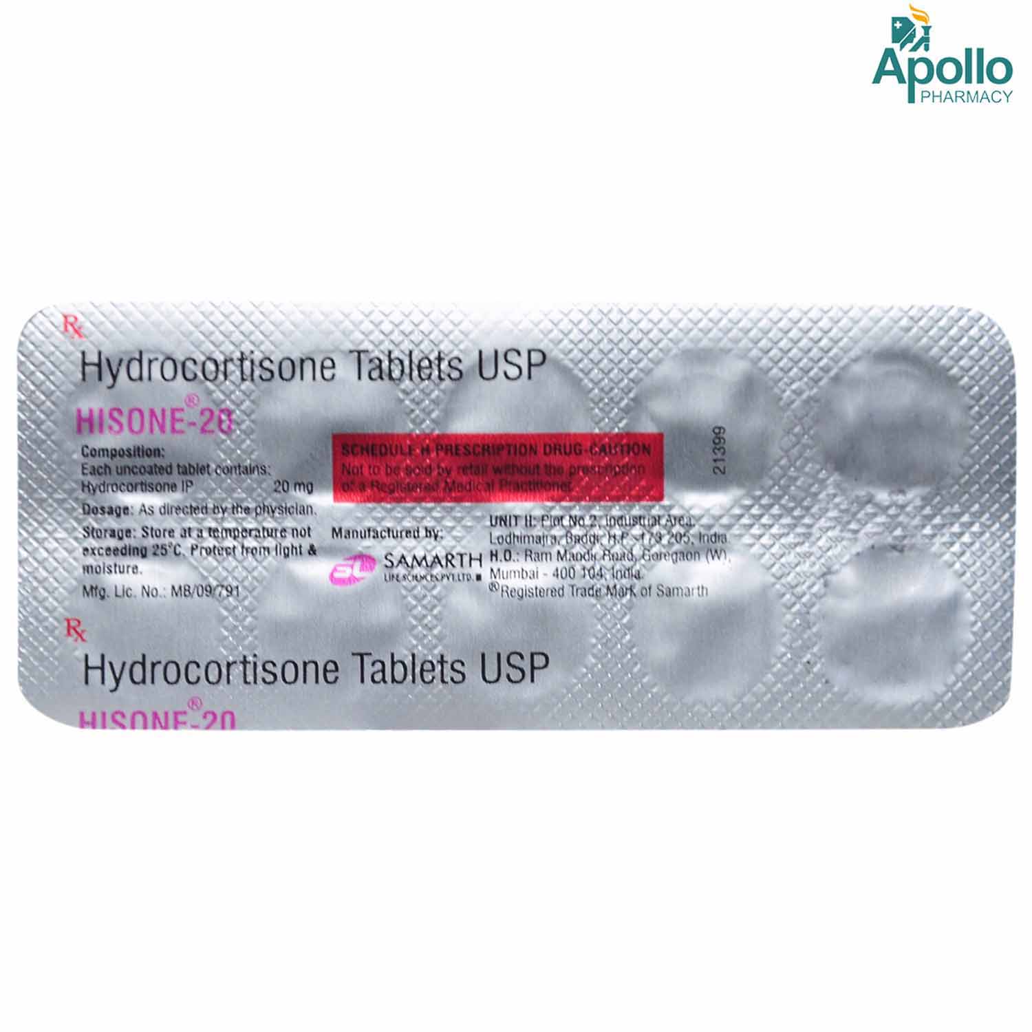 Hisone-20 Tablet 10's Price, Uses, Side Effects, Composition - Apollo ...