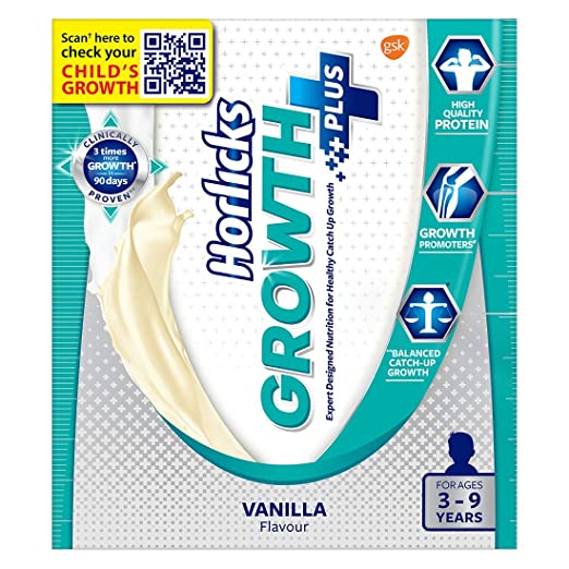 Horlicks Growth Plus Vanilla Flavour Nutrition Drink Powder, 400 gm ...