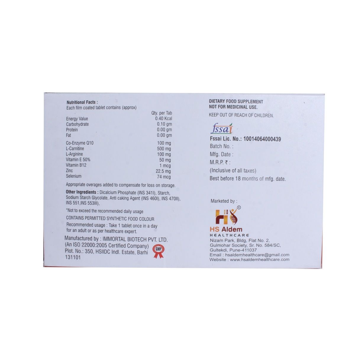 HSGold Q-10 Tablet 10's Price, Uses, Side Effects, Composition - Apollo ...