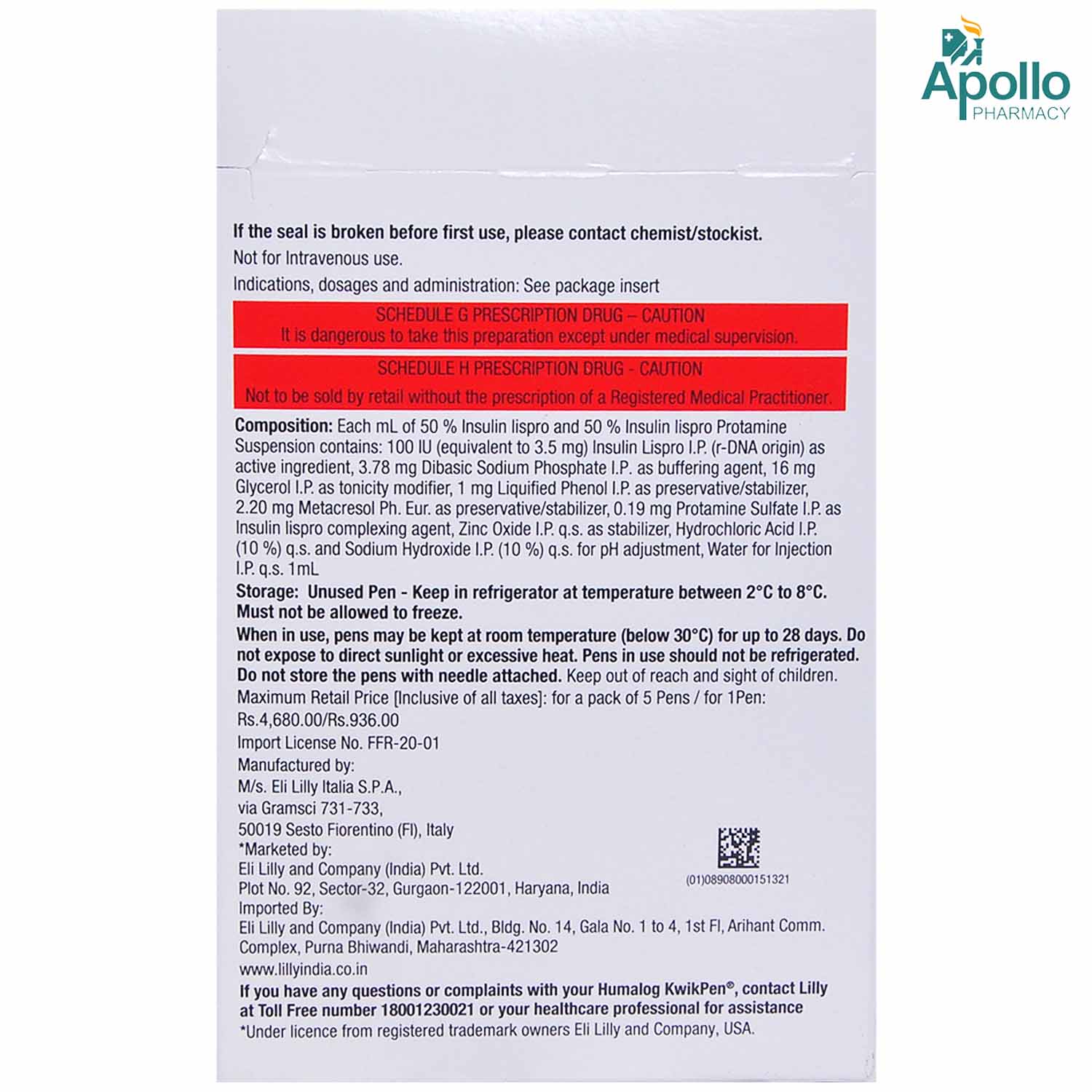 Humalog Mix 50 Kwikpen 100IU/ml Price, Uses, Side Effects, Composition ...