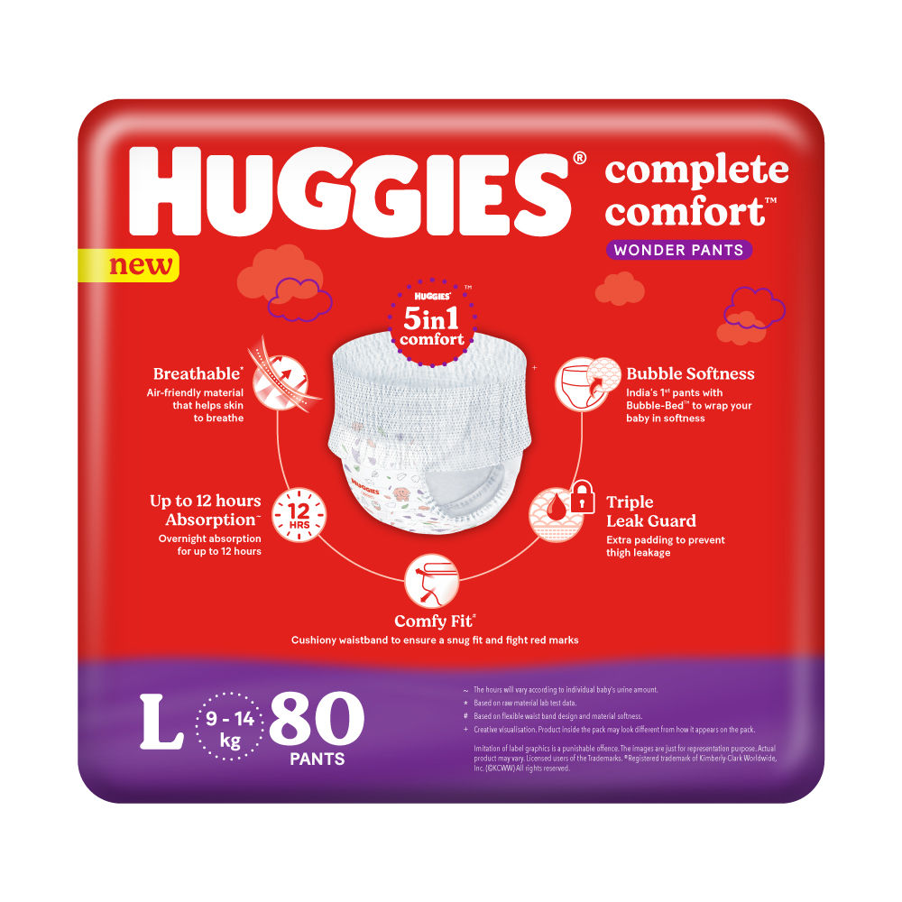 Huggies Complete Comfort Wonder Baby Diaper Pants Large, 80 Count Price ...