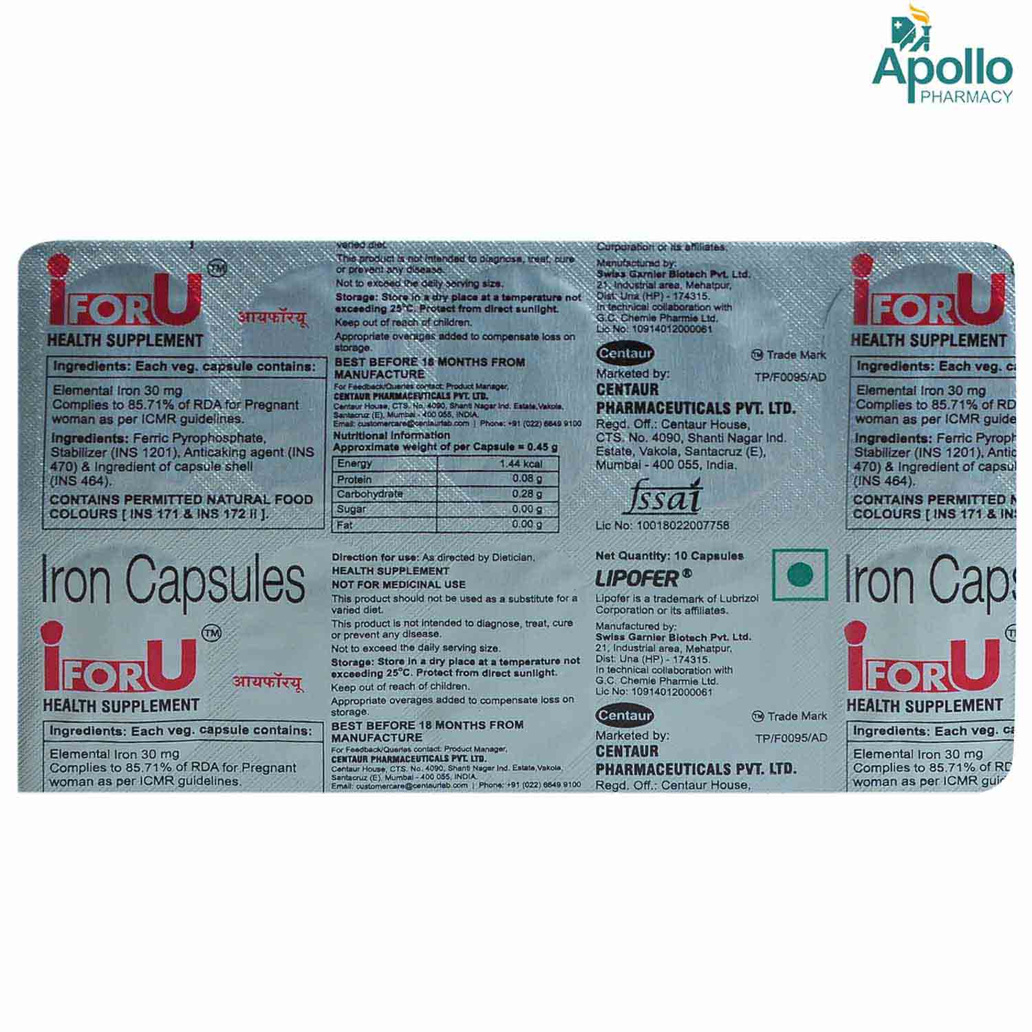 iForU Capsule 10's Price, Uses, Side Effects, Composition - Apollo Pharmacy