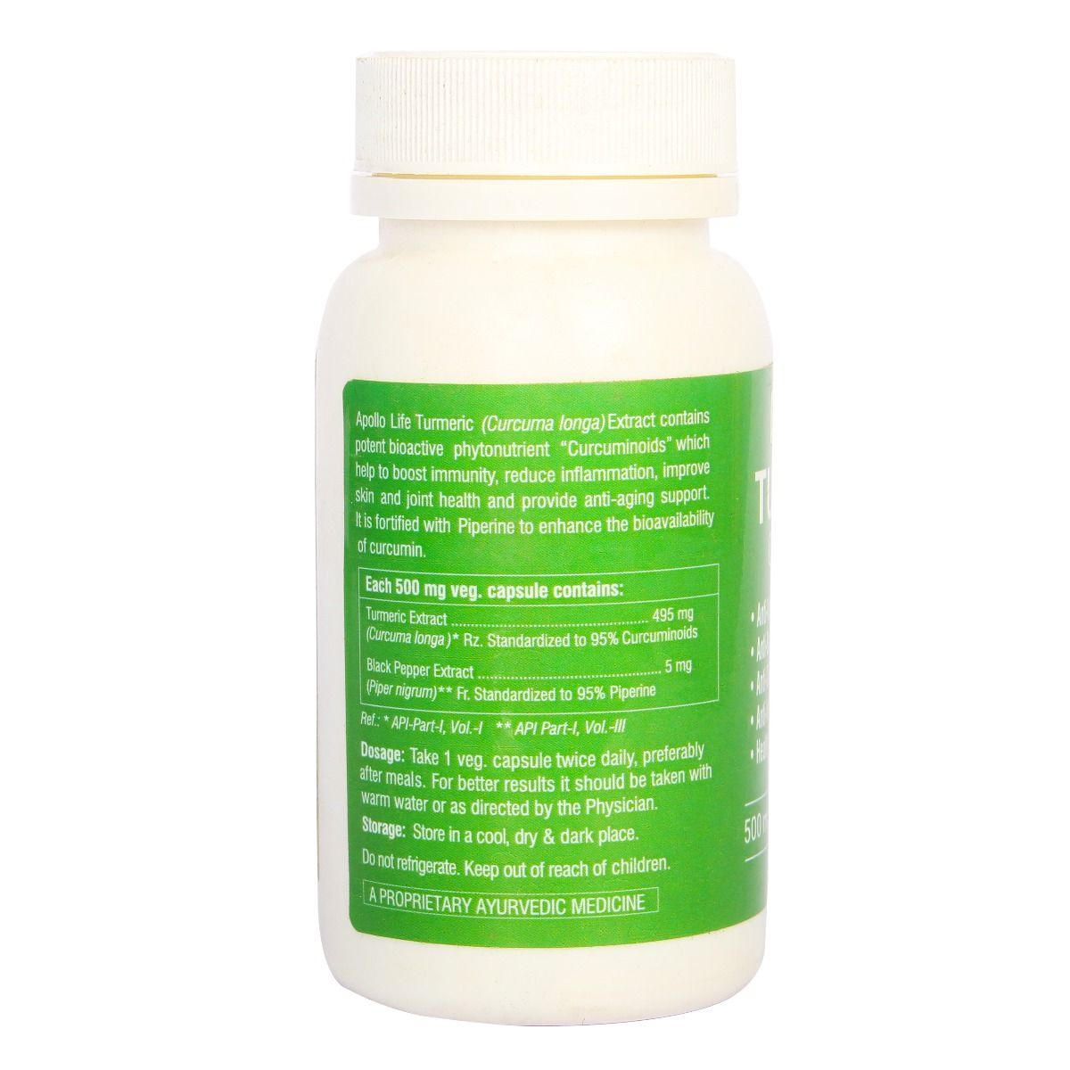 Apollo Life Turmeric Curcumin 500 mg, 30 Capsules Price, Uses, Side ...