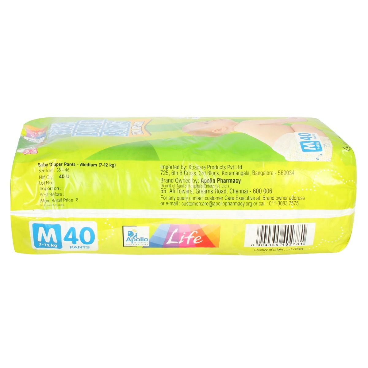 Apollo Life Baby Diaper Pants Medium, 40 Count Price, Uses, Side ...