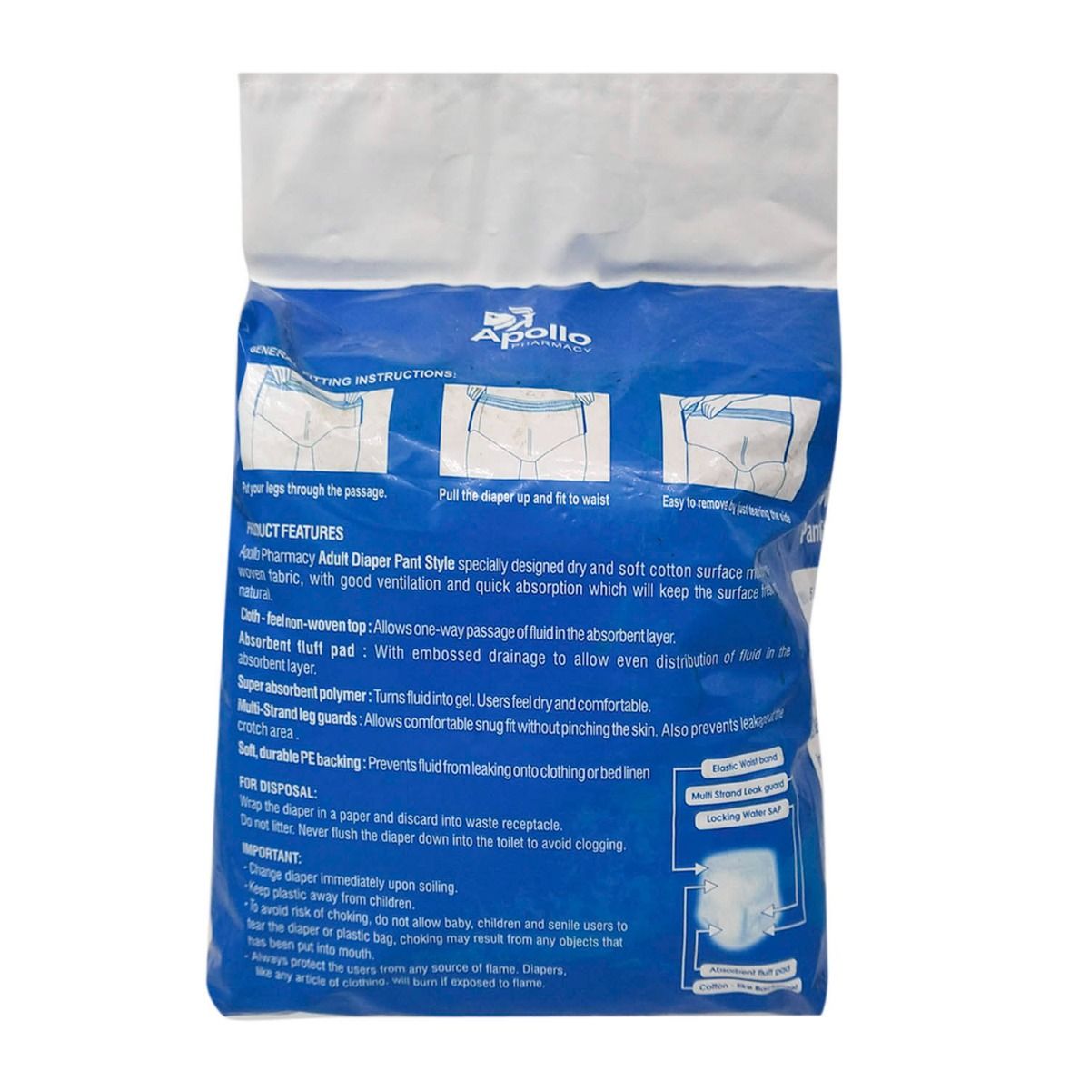 Apollo Pharmacy Adult Diapers Pants Large, 5 Count Price, Uses, Side ...