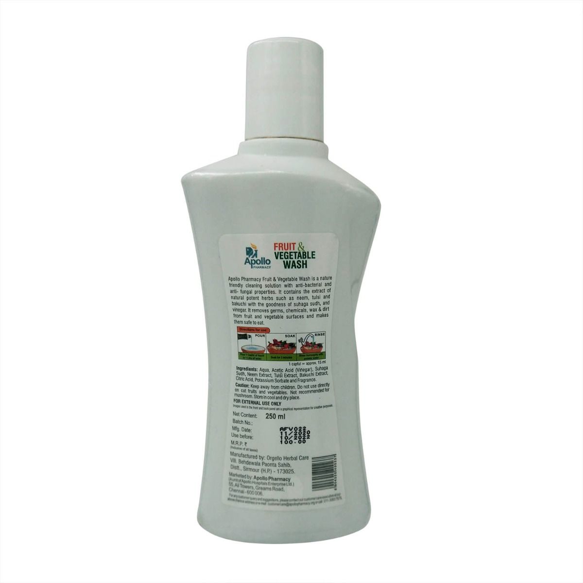 Apollo Pharmacy Fruit & Vegetable Wash, 250 ml Price, Uses, Side ...