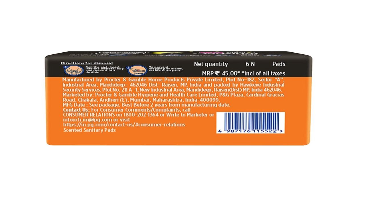 Whisper Choice Night Sanitary Pads XL+, 6 Count Price, Uses, Side ...