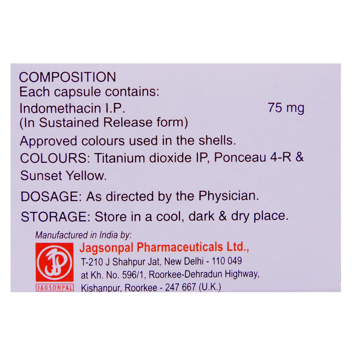 Indocap SR Capsule 10's Price, Uses, Side Effects, Composition - Apollo ...