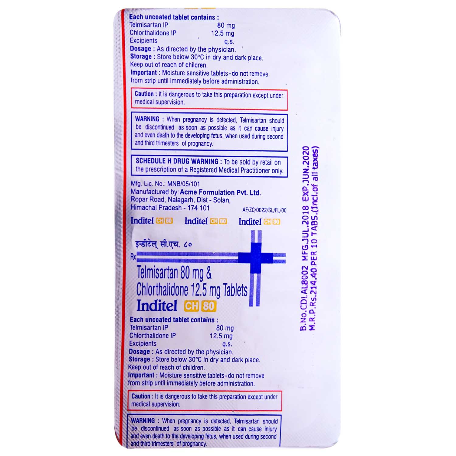 Inditel CH 80 Tablet 10's Price, Uses, Side Effects, Composition ...