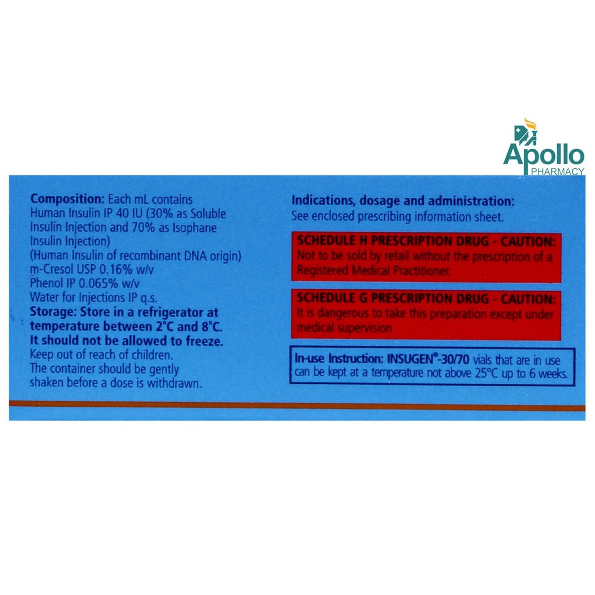 Insugen 30/70 40IU/ml Injection 10 ml Price, Uses, Side Effects ...