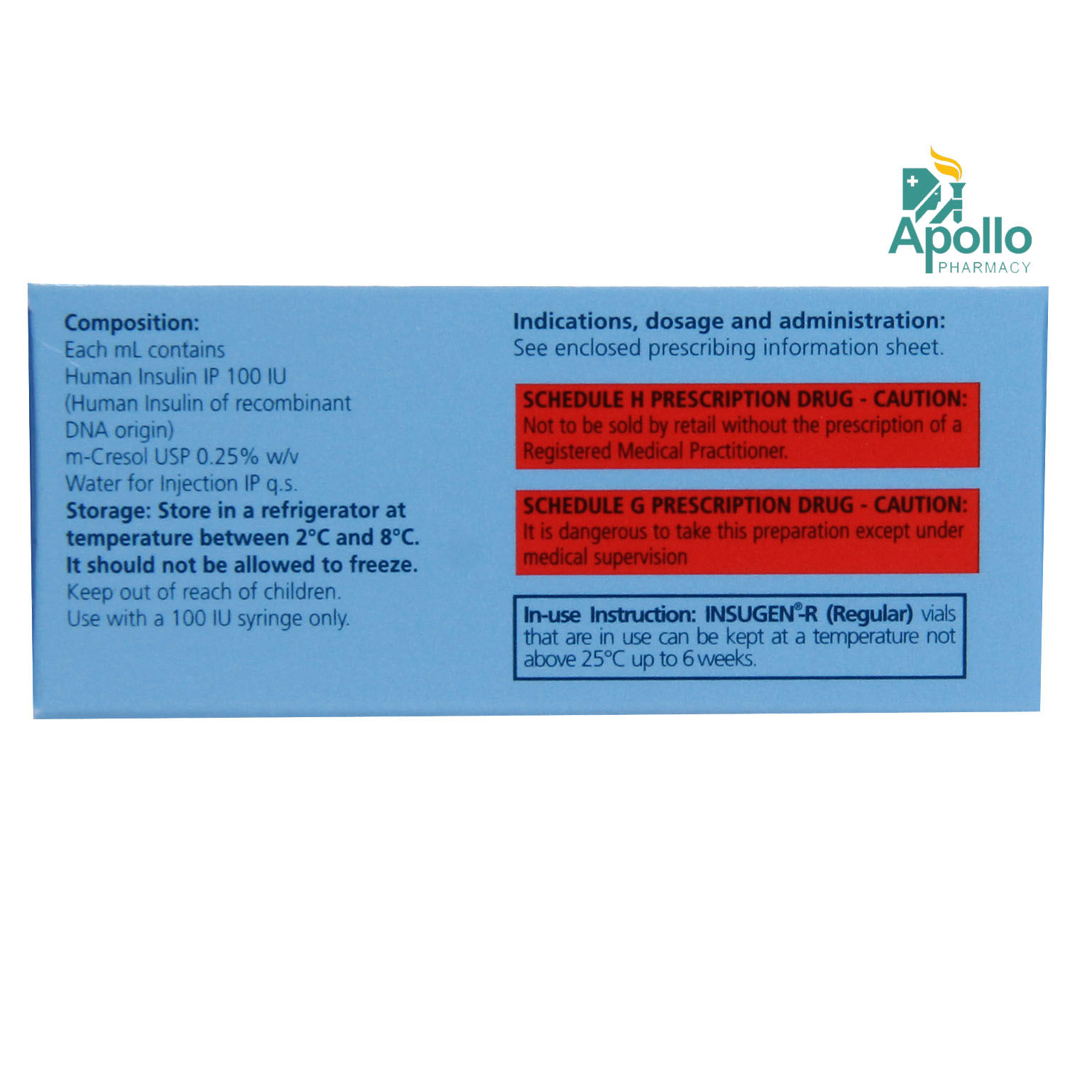 Insugen R 100IU/ml Solution for Injection 10 ml Price, Uses, Side ...