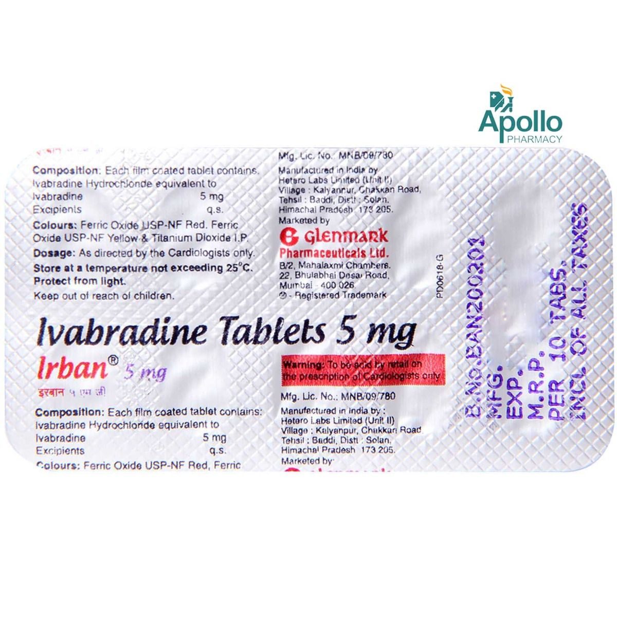 Irban 5 mg Tablet 10's Price, Uses, Side Effects, Composition - Apollo ...